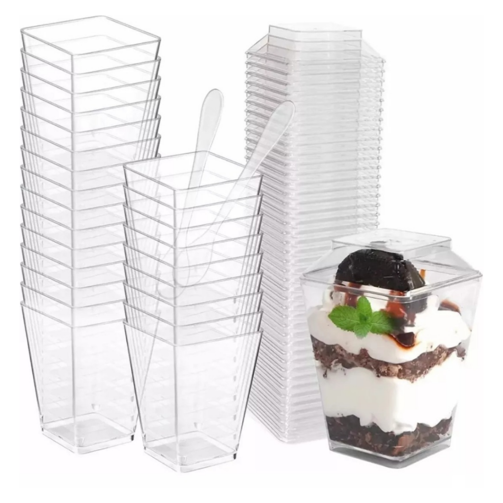 Vaso Acrílico Para Postres Con Tapa 60 Ml (10 Unidades) – Dekotillon