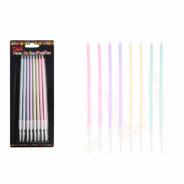 Set 8 Velas Pasteles Largas Decorativas Cumpleaños – Dekotillon