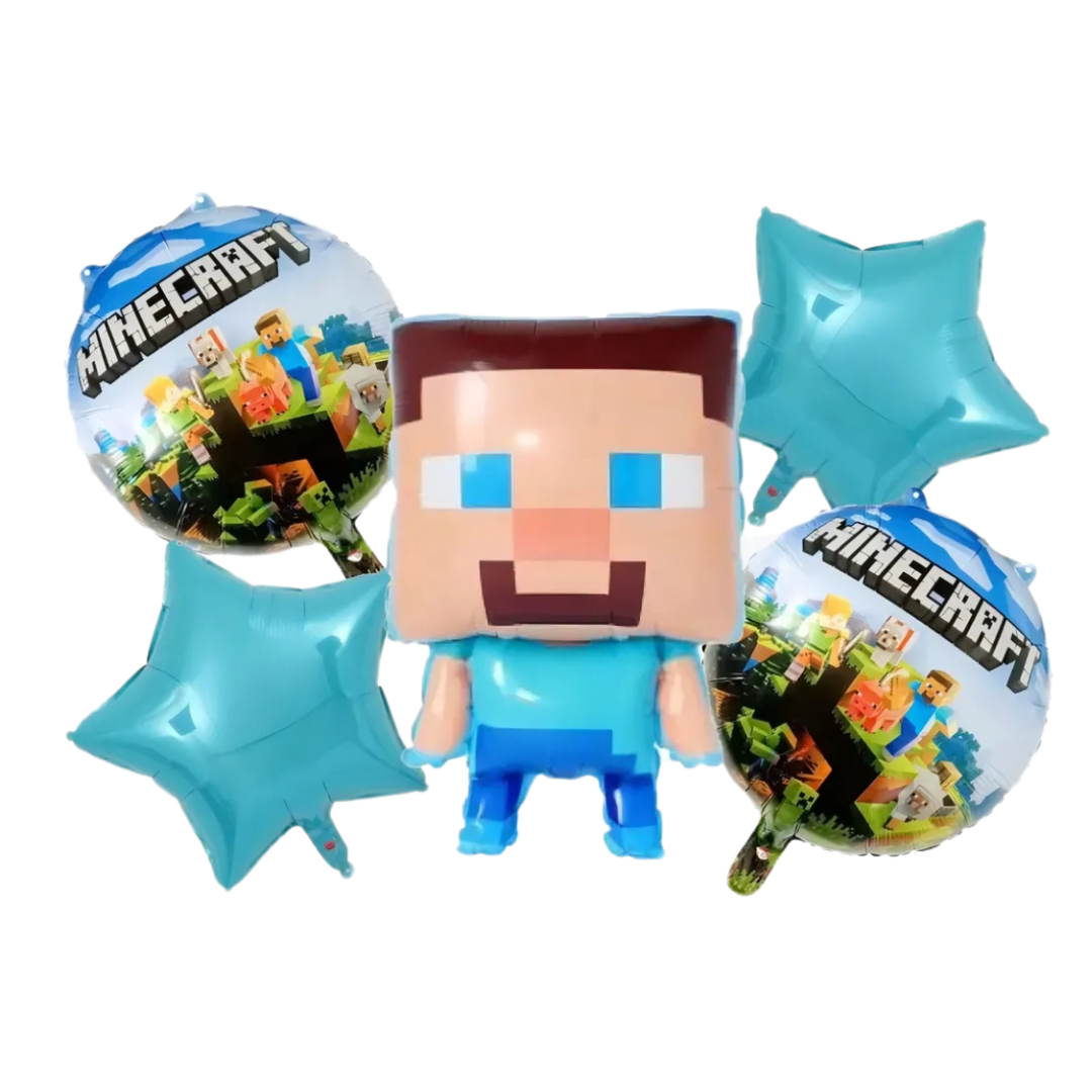 Set 5 Globos Metalizados Minecraft Cotillón – Dekotillon